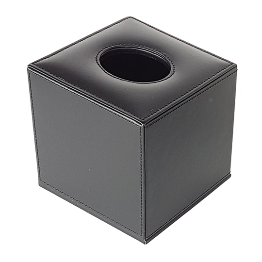Leatherette Black Tissue Box - Hotel Products Direct